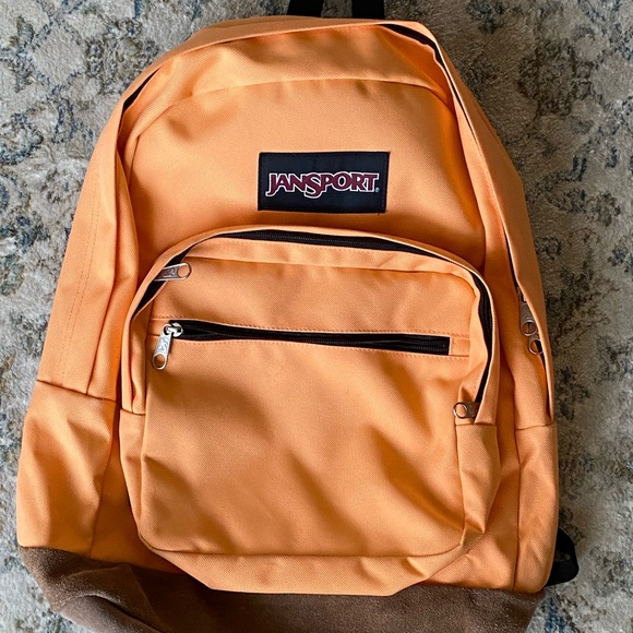 Jansport | Bags | Jansport Right Back Pack Suede Leather Bottom Orange ...